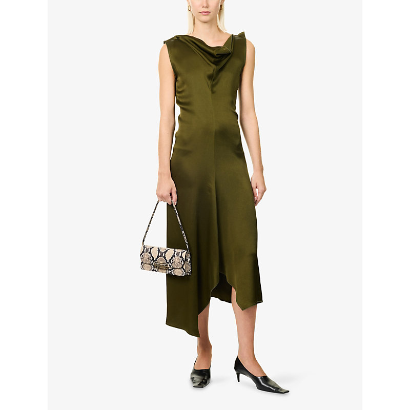 VICTORIA BECKHAM tailored draped crepe-back satin midi dress 8